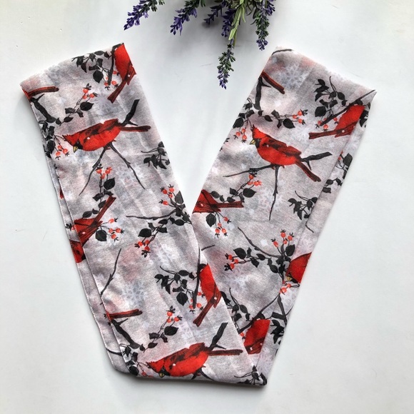 Holiday Time | Accessories | Red Cardinal Printed Infinity Scarf One ...